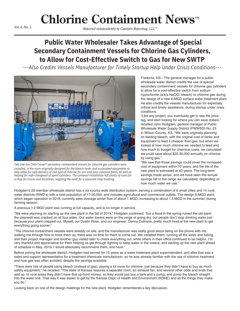 ChlorTainer Case Studies - Chlorine Containment Company