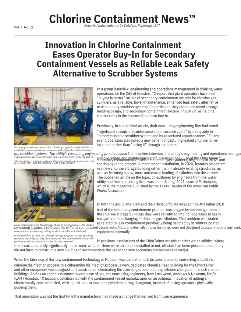 ChlorTainer Case Studies - Chlorine Containment Company