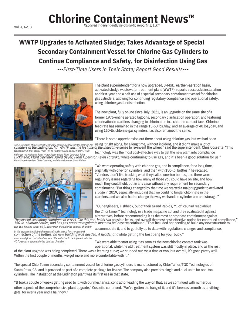 ChlorTainer Case Studies - Chlorine Containment Company